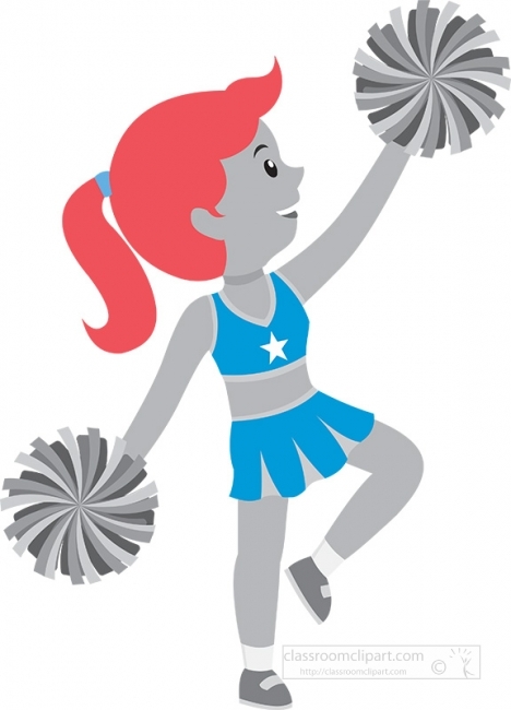 cheerleaders in blue dress gray color 2 - Classroom Clipart