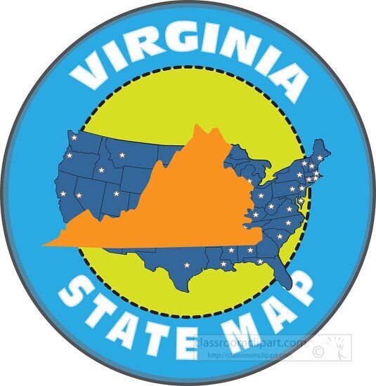 virginia state map with us map round design - Classroom Clipart