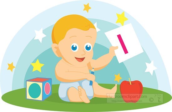 Free baby holding letter of alphabet I flat design vector clipart ...