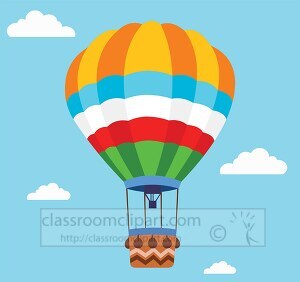 Free colorful hot air balloon light aircraft with wicker basket clipa ...