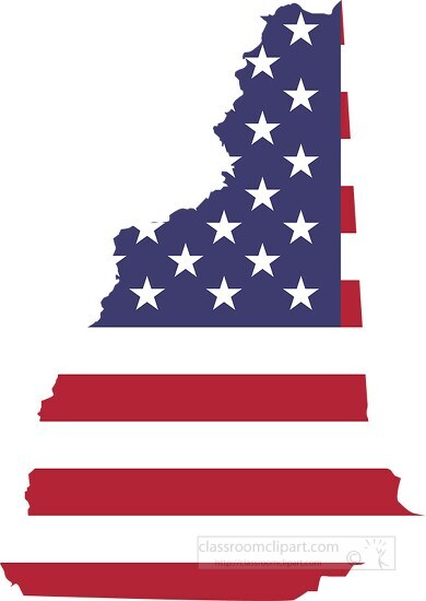 Free new hampshire map with american flag - Classroom Clipart
