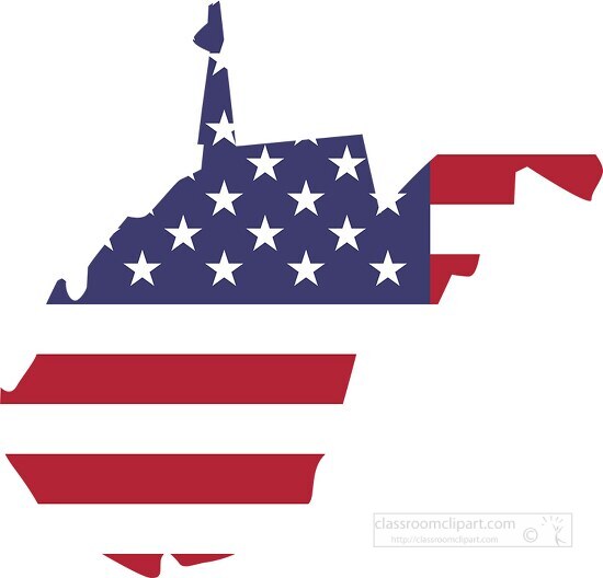 Free west virginia map with american flag - Classroom Clipart
