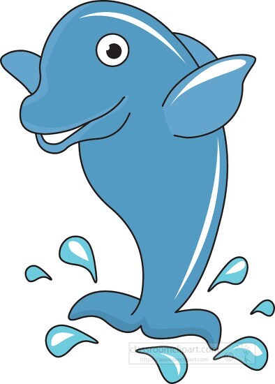 cute cartoon style dolphin animal clipart - Classroom Clipart