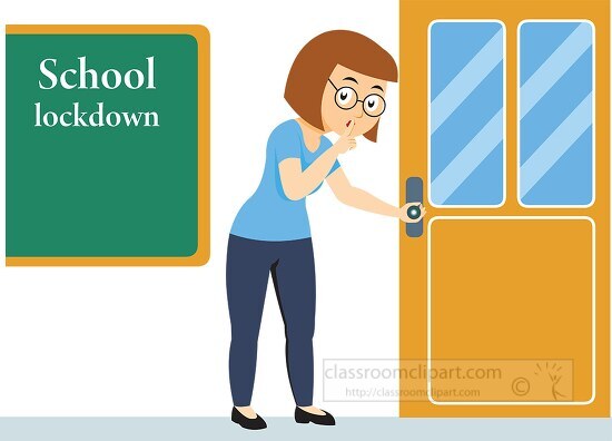 Free teacher quitely locking the classroom door school lockdown clipa ...