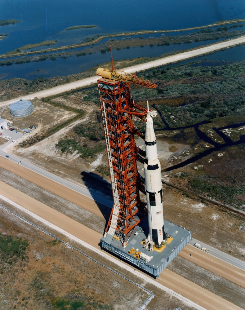 aerial view of Apollo 10 Saturn V during rollout - Classroom Clip Art