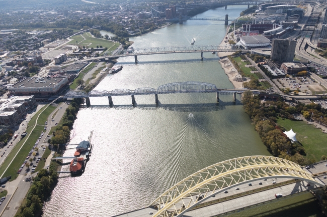 Ohio Photos-aerial view of downtown Cincinnati Ohio