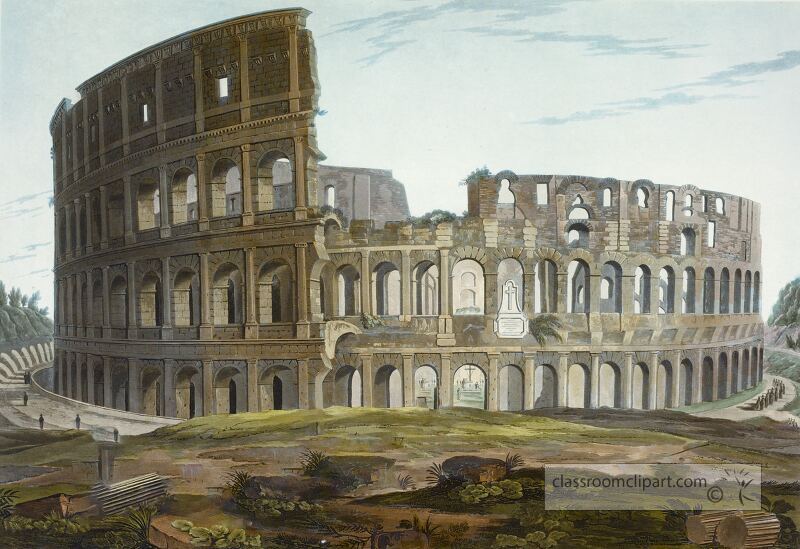 ancient rome coliseum color historic illustration - Classroom Clip Art