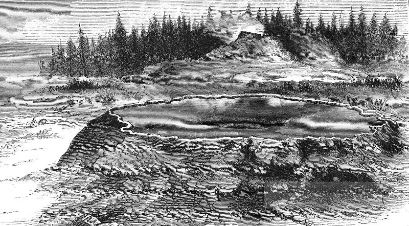 America Illustrated - castle geyser and fire basin yellowstone historic ...