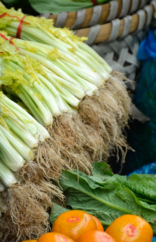 Celery Bunches Other Vegetable Oranges Outdoor Market Shanghai C ...