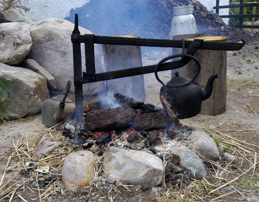 Cooking fire in a old Village in Ireland - Classroom Clip Art