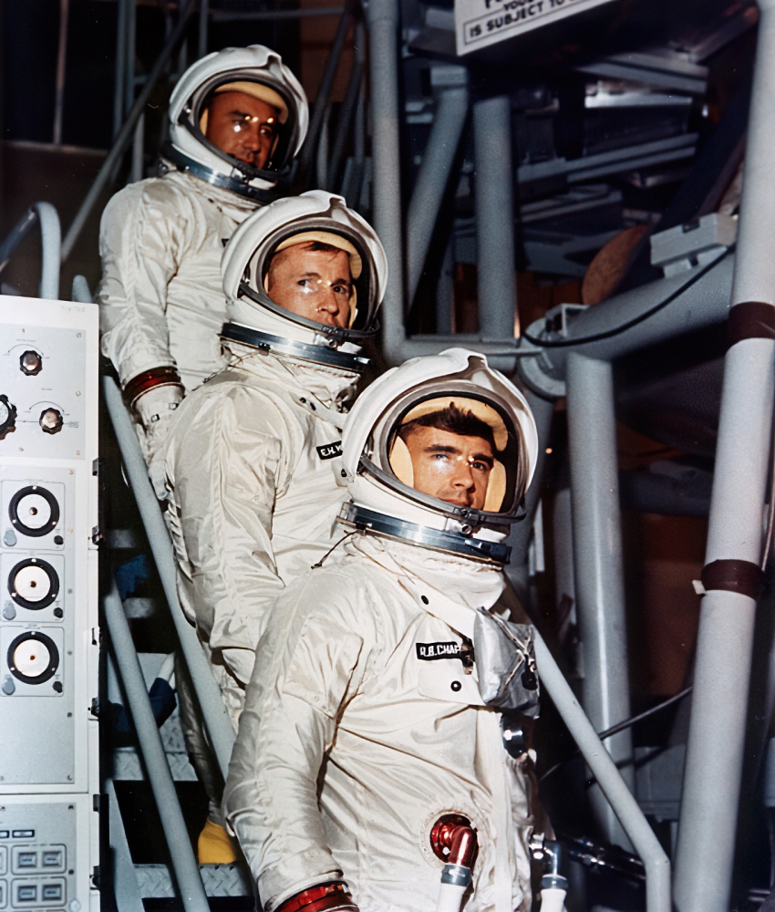 crew for Apollo 204 pose during training and checkout activity ...