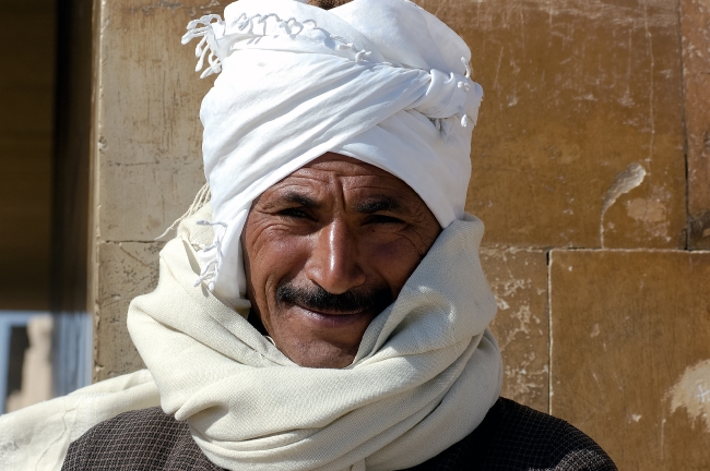 egyptain-man-wering-white-scarf-over-head-image-4975 - Classroom Clip Art