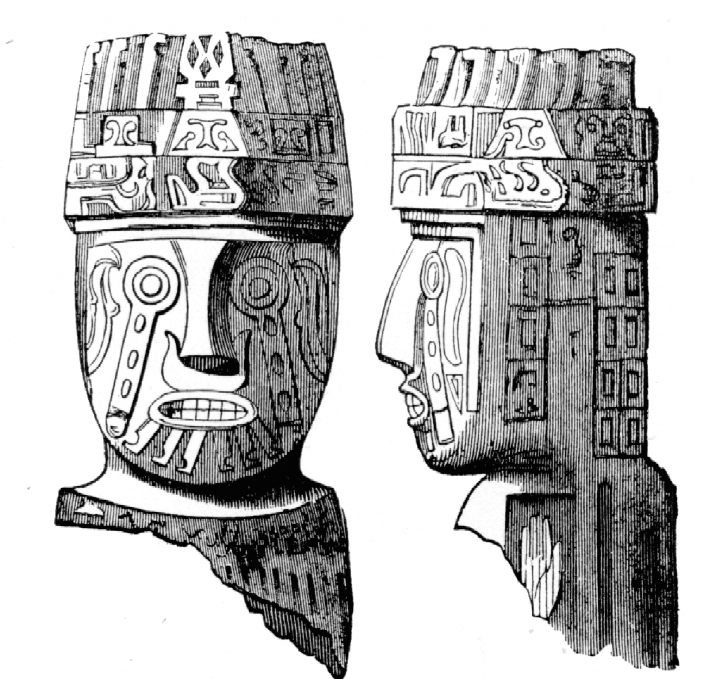 South America Illustrations-Head of Peruvian Statue