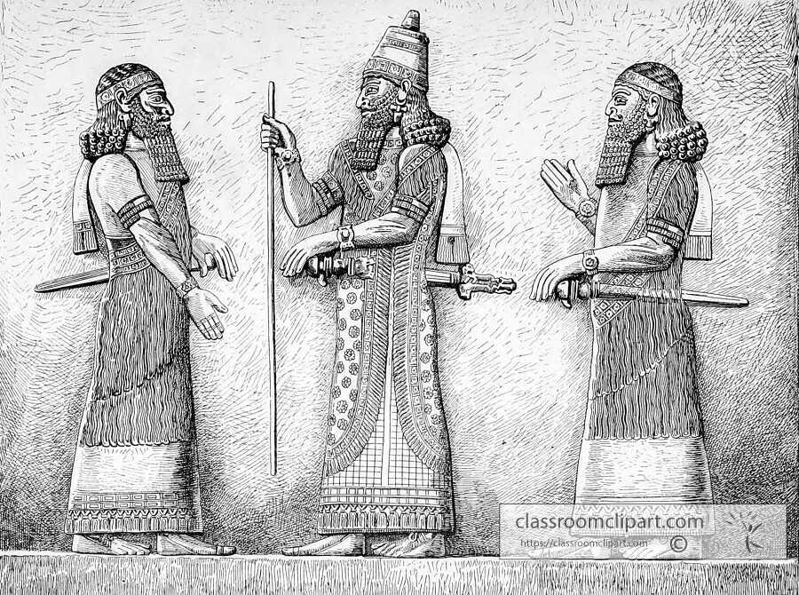 king sargon and his grand vizier - Classroom Clip Art