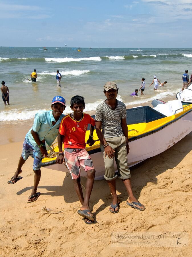 Locals sitting on Boats Goa India - Classroom Clip Art