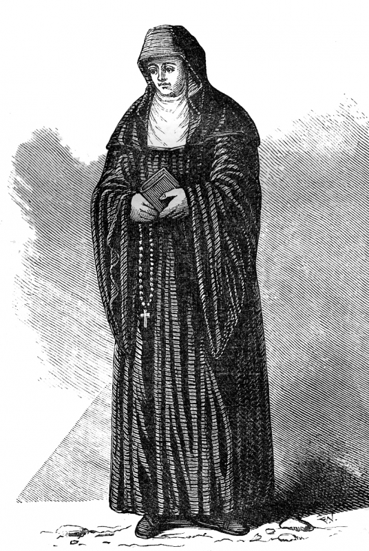 Middle ages historical illustration benedictine Nun - Classroom Clip Art