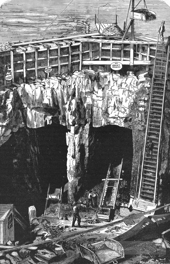 opening of the shaft beneath hell gate east river historical ill - Classroom Clip Art