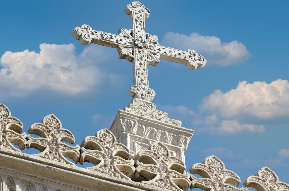 ornate cross above church in cairo egypt - Classroom Clip Art