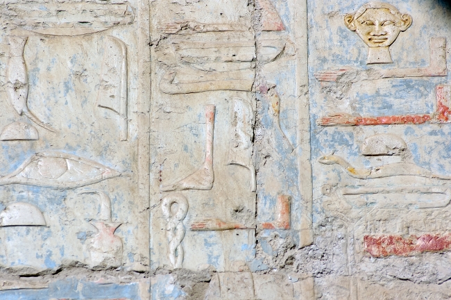 Egypt-Painted Bas Relief Hieroglyphics Temple Of Queen Hatshepsut Luxor ...