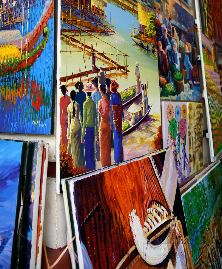 paintings for sale market Yangon Myanmar - Classroom Clip Art