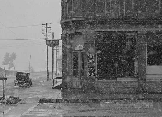 Winter Pictures-Post office in blizzard Aspen Colorado