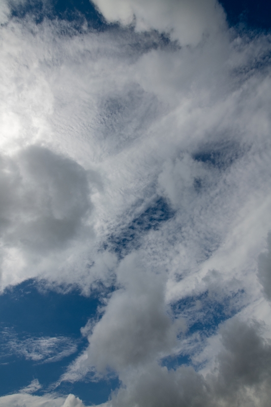 round white clouds with whispy clouds blue sky - Classroom Clip Art