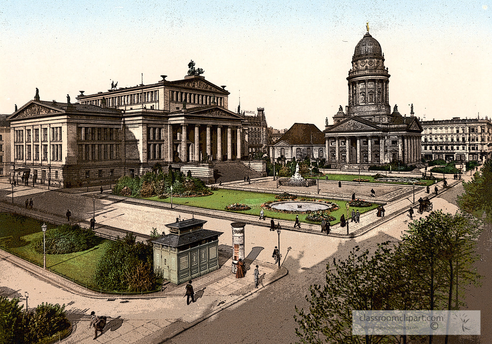Schiller Square Berlin Germany historical print - Classroom Clip Art