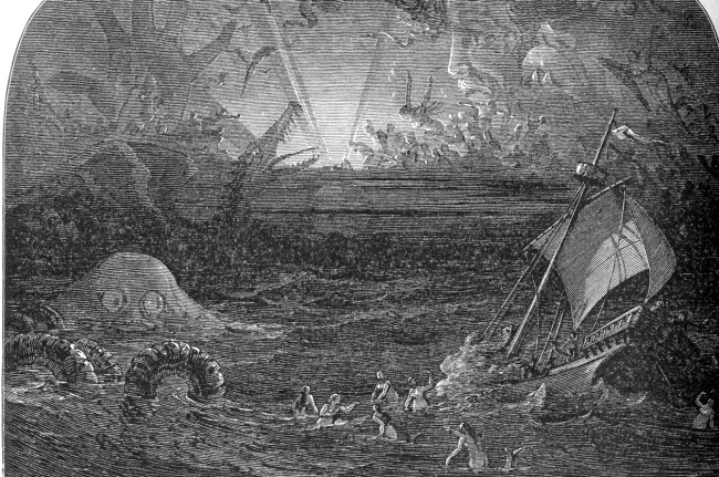 sea of darkness historical illustration - Classroom Clip Art