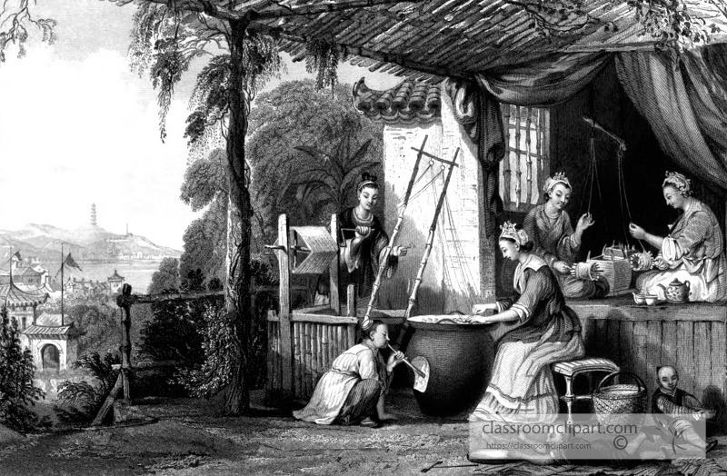 silk invention historical illustration 37A - Classroom Clip Art