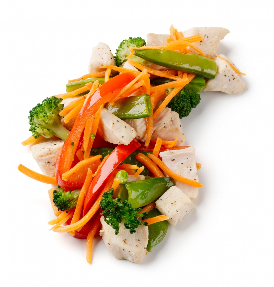 Stir fry made chicken carrots vegetables - Classroom Clip Art