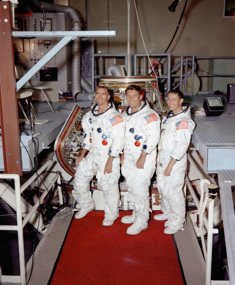 The crew of Apollo 7 pose during training - Classroom Clip Art