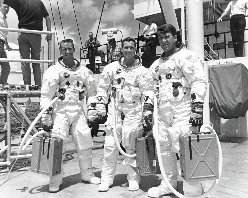 The prime crew for Apollo 7, Walter Cunningham, Donn F. Eisele ...