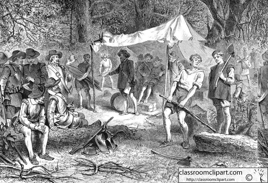 The Settlers at Jamestown Historical Illustration - Classroom Clip Art