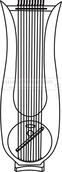 Greek lyre black outline clipart - Classroom Clipart