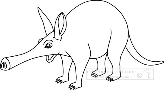Free aardvark black white outline cliprt - Classroom Clipart