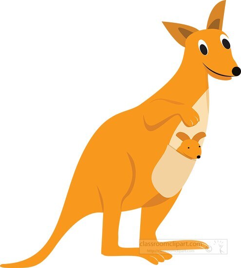 adult kangaroo with joey vector clipart - Classroom Clip Art