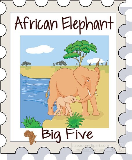 africa big five animal elephant clipart image 2 - Classroom Clip Art