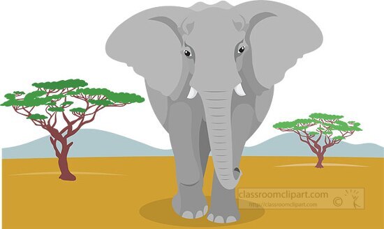 african elephant in an african savanna clipart - Classroom Clip Art