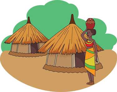 Africa Clipart-african hut made of mud with thatched roof clipart