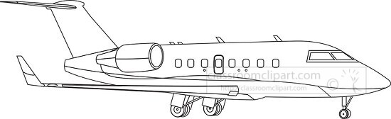 aircraft bombardier 604 black outlinet - Classroom Clip Art