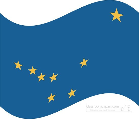 Alaska state flat design waving flag - Classroom Clip Art