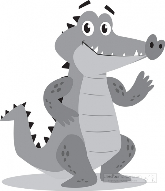 alligator cartoon character standing on back legs gray color ...