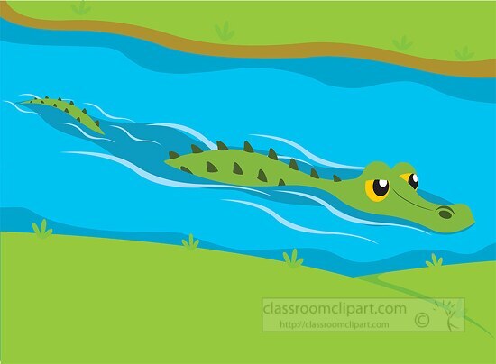 alligator swimming in waterway clipart - Classroom Clip Art