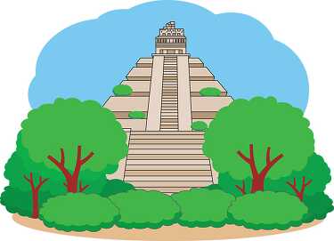 ancient aztec pyramid surrounded by trees clipart - Classroom Clipart