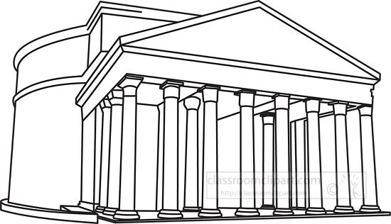 ancient rome pantheon outline - Classroom Clip Art