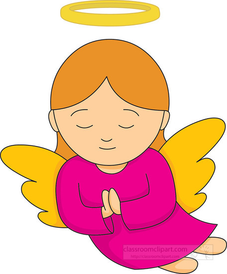 angel with halo praying - Classroom Clipart
