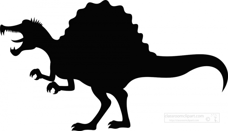 angry spinosaurus dinosaur black silhouette clipart - Classroom Clip Art