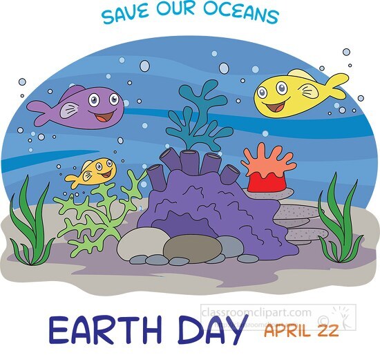 animal coral reefs earth day save our oceans clipart - Classroom Clip Art