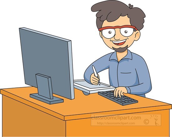 Free animator drawing on electonic graphics pad clipart - Classroom Clipart