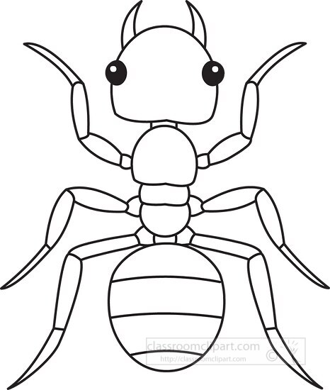 ant insects black white outline clipart - Classroom Clipart
